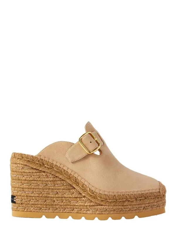 Stella McCartney Gaia Buckled Espadrille Wedge Clogs - Neutrals