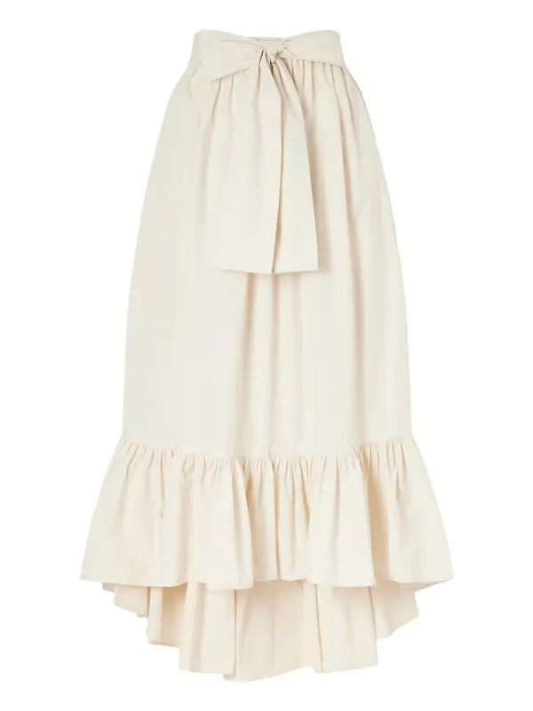 Lisa Marie Fernandez Nicole Tie-detailed Asymmetric Tiered Cotton-poplin Maxi Skirt - Neutrals