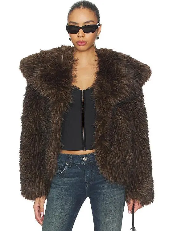 Apparis Yara Fox Coat In . Also - Brown