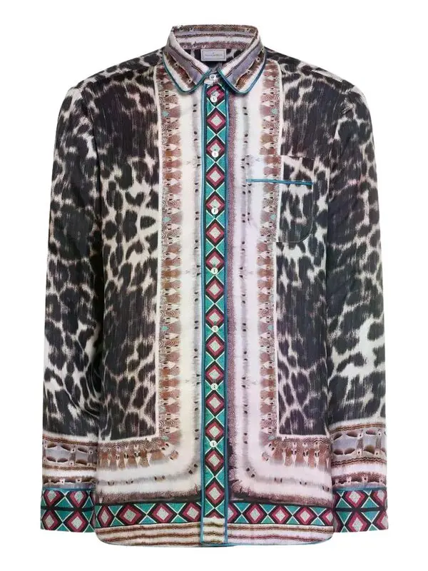 PIERRE-LOUIS MASCIA Aloe Leopard-print Silk Shirt - Black