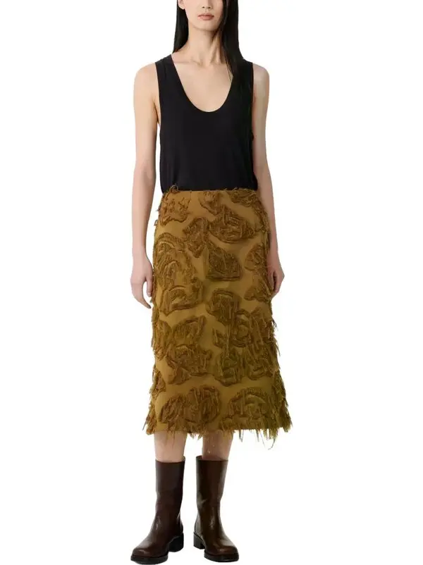 Studio Nicholson Roeper Fringe Jacquard A-line Skirt - Brown