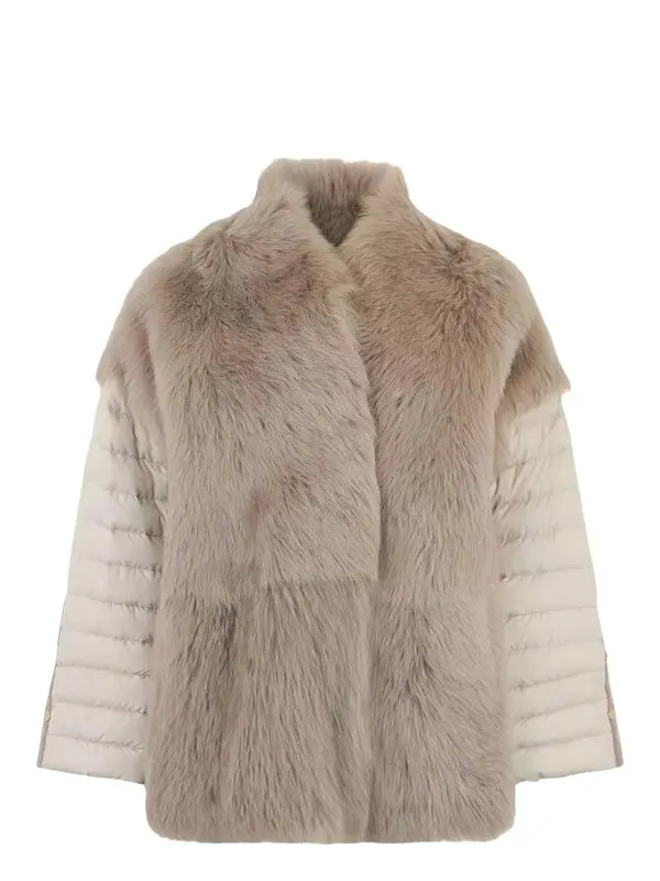 MOORER Fur Quilted Jacket - Neutrals