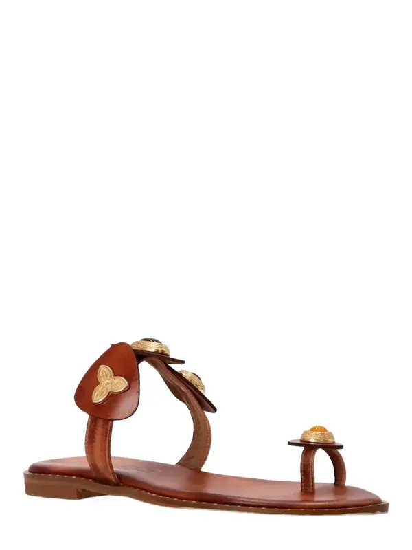KOTRIS SANDALS Alkyone Flower-appliqué Sandals - Brown