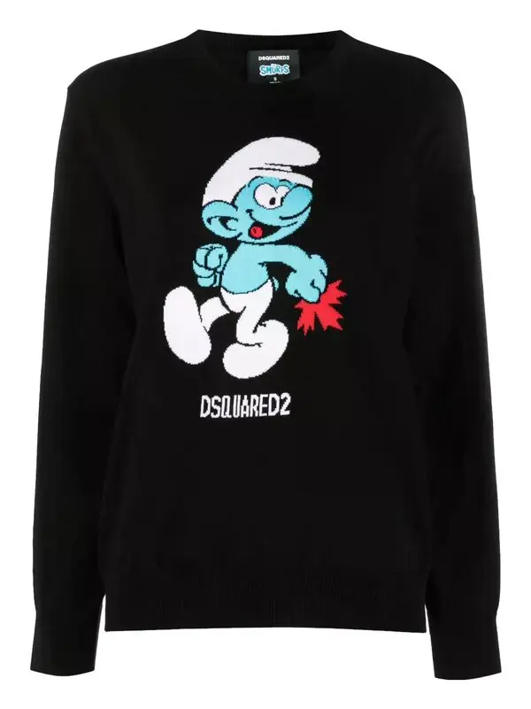 Dsquared2 Intarsia-knit Organic Cotton Jumper - Black