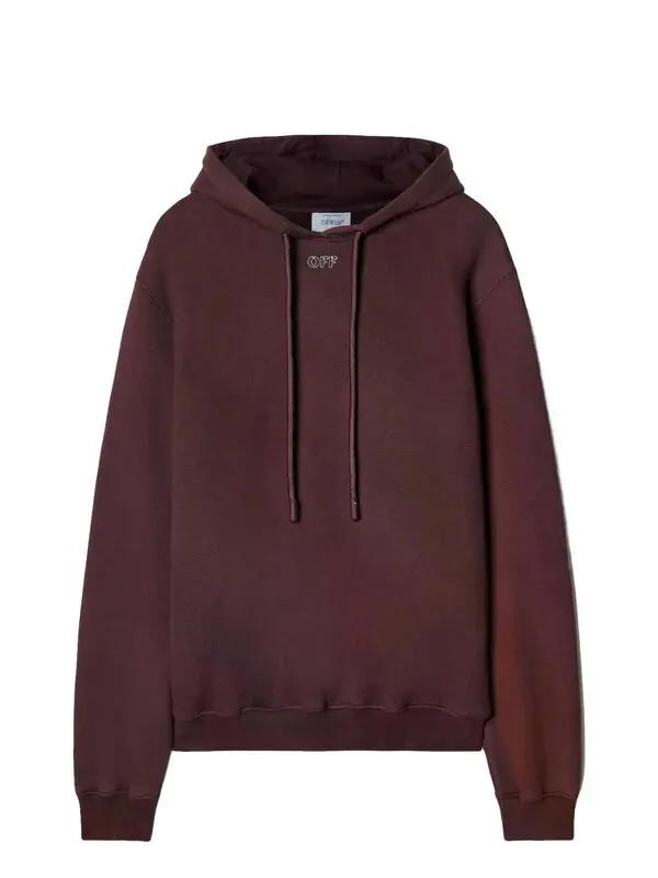 Off-White Cotton Hoodie With Signature Arrows Motif - Red