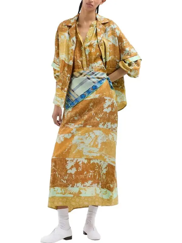 PIERRE-LOUIS MASCIA Belted Floral-print Maxi Dress - Brown
