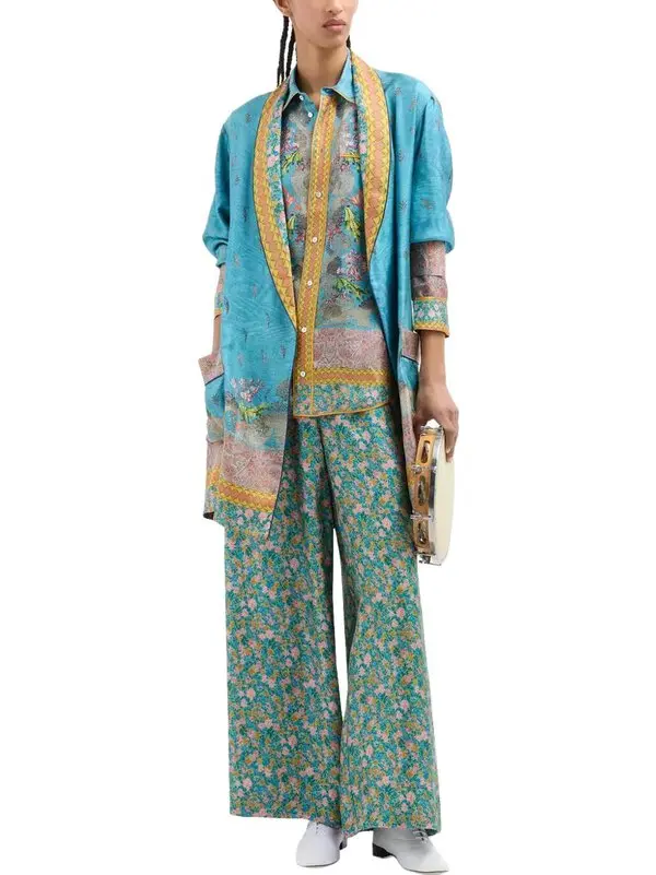 PIERRE-LOUIS MASCIA Long Sleeve Floral Print Shirt - Blue