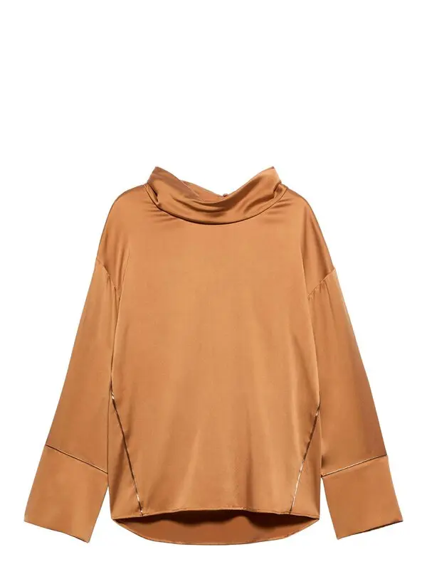 Max & Co. Stretch-silk Cowl Neck Blouse - Yellow