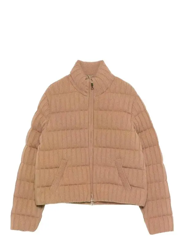 Moncler Ribbed Padded Zip-up Jacket - Neutrals