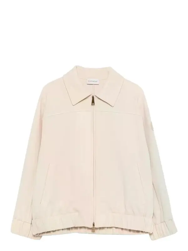 Moncler Zip-up Tonal-logo Bomber Jacket - Neutrals
