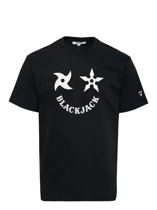 BLACKJACK Shuriken Print T-shirt - Black
