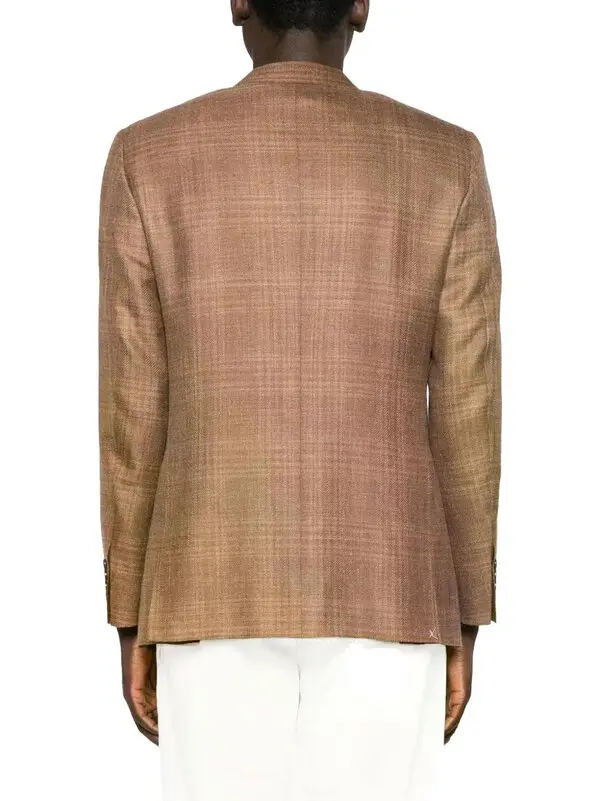 Canali Checked Single-breasted Jacket - Brown