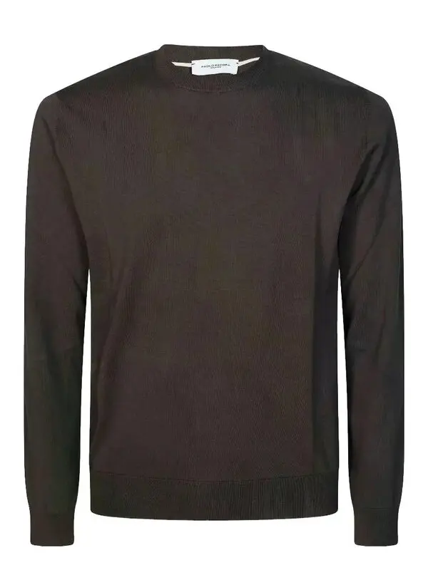 PAOLO PECORA Crew Neck Long Sleeve Top - Brown