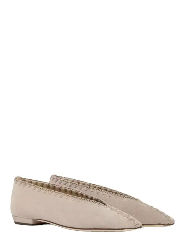 Giorgio Armani Suede Ballet Flats With Embroidery - Neutrals