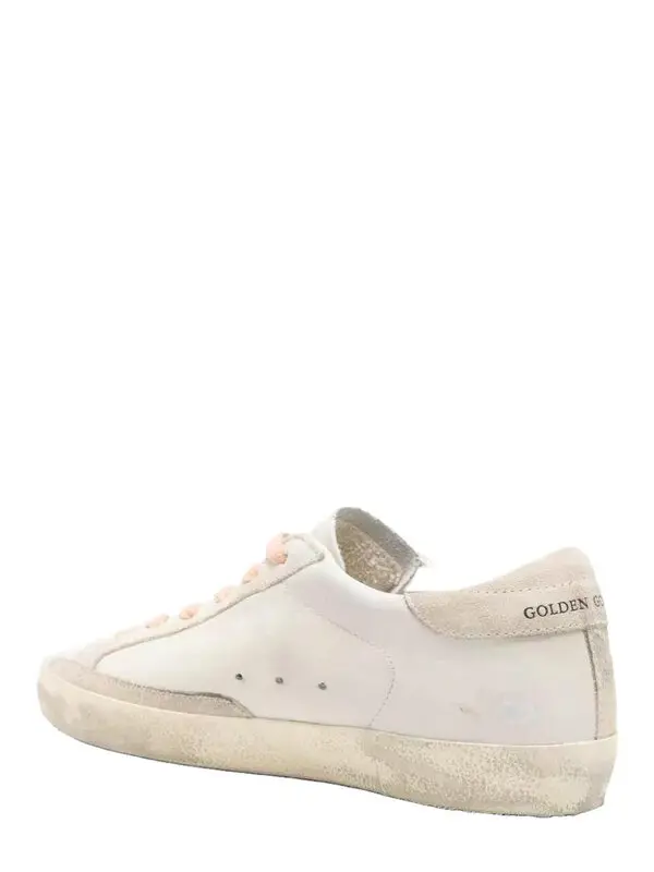 GOLDEN GOOSE Super-star Lace-up Sneakers With Crystal-embellished Star - Neutrals