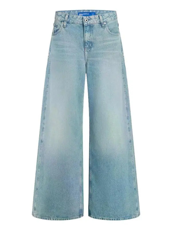 Karl Lagerfeld Wide Leg Panel Jeans - Blue