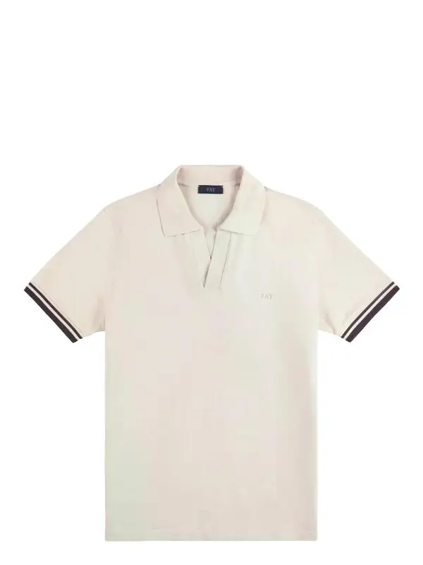 FAY Piquet Striped T-shirt - Neutrals