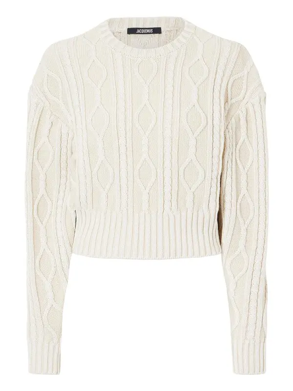 Jacquemus Amelo Cable-knit Cotton Sweater - Neutrals