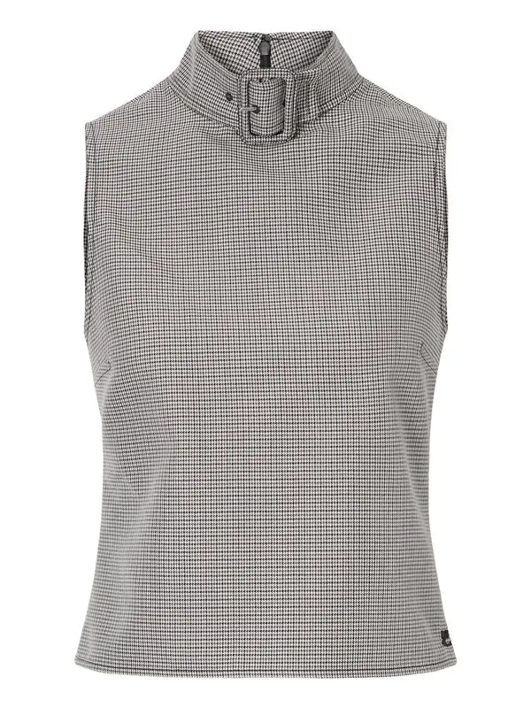 COURREGES Courrèges Buckled Houndstooth Wool-blend Tank - Multi