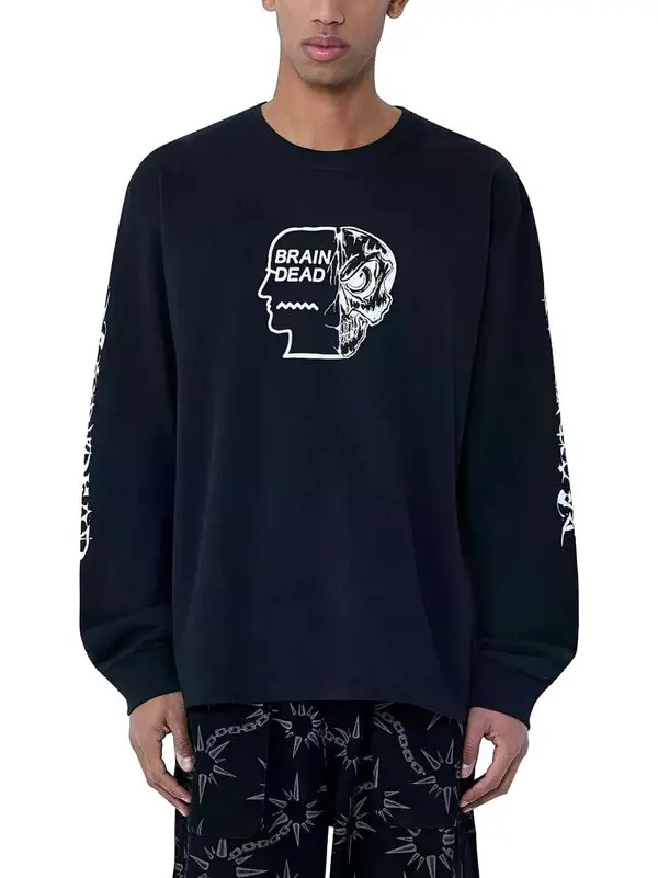 BRAIN DEAD Logo-motif Long-sleeve T-shirt - Black