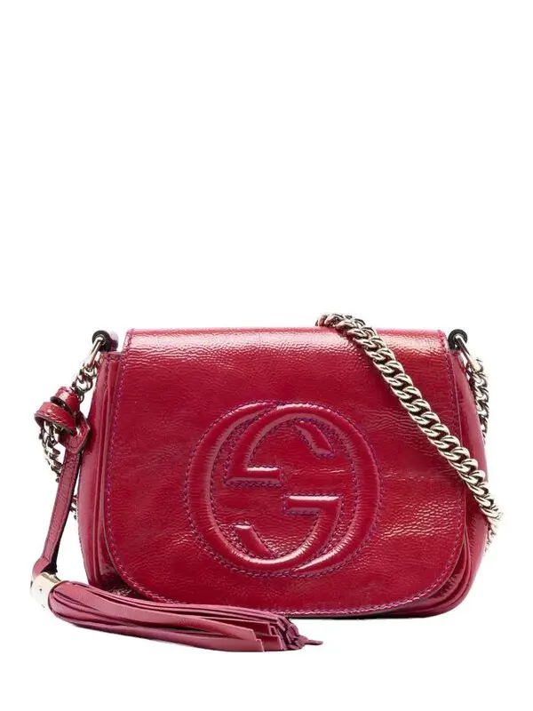 Gucci Patent Leather Soho Chain Flap Crossbody Bag - Pink