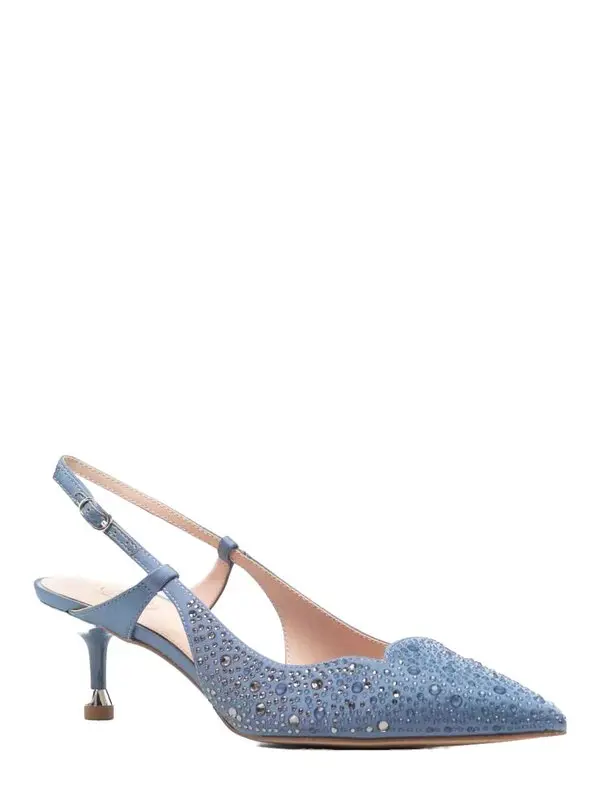 Liu Jo Studded Leather Pointed Toe Slingback Pumps - Blue