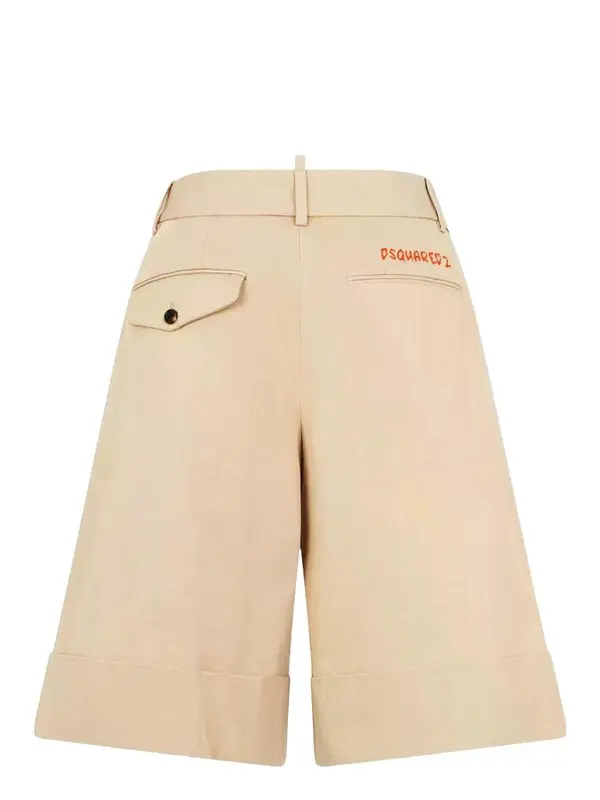 Dsquared2 Tailored Cotton Twill Cuffed Bermuda Shorts - Neutrals