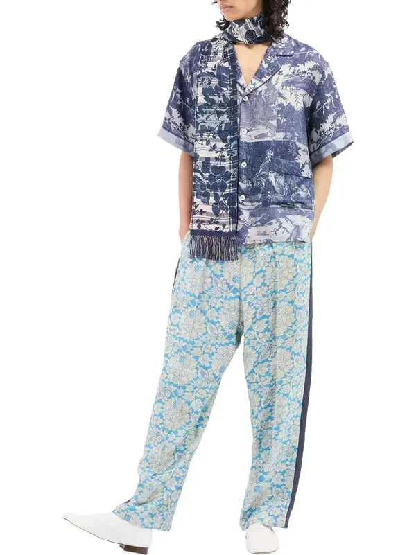 PIERRE-LOUIS MASCIA Floral Jacquard Trousers - Blue