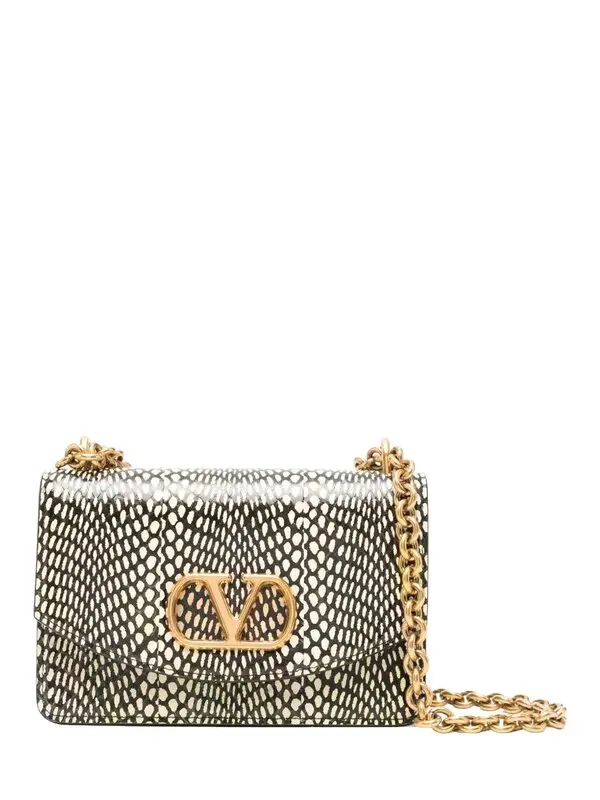Valentino Garavani Vlogo Signature Elaphe Shoulder Bag - Black