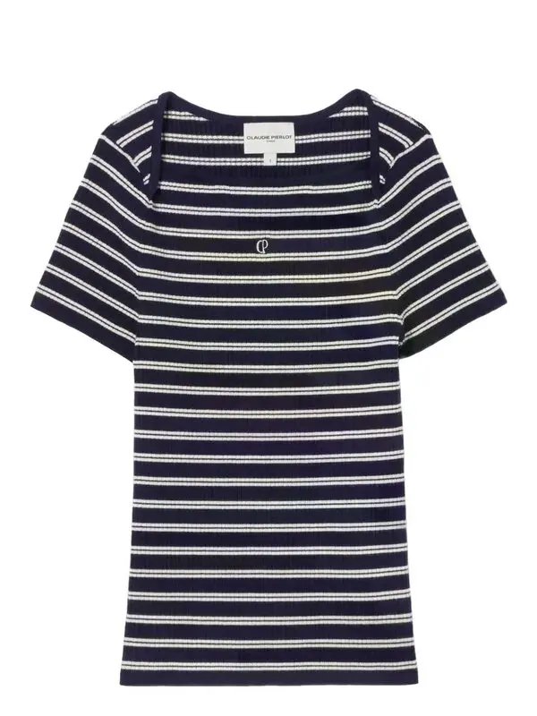 Claudie Pierlot Striped Fine-knit T-shirt - Blue
