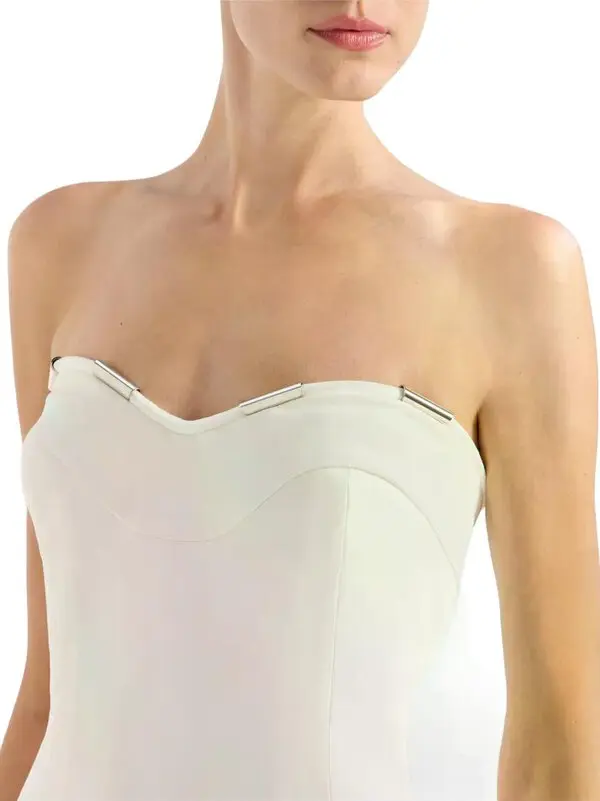 GENNY Cady Sweetheart-neck Midi Dress - Neutrals