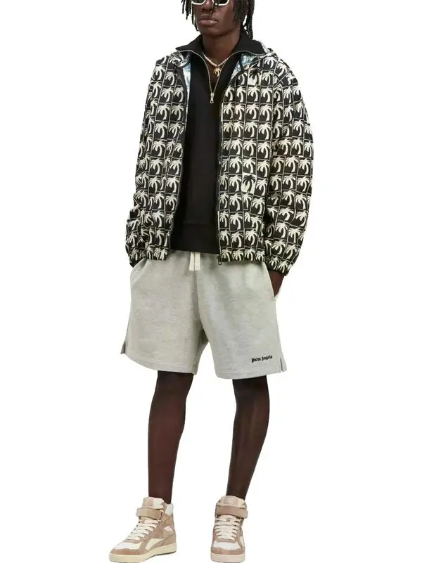 Palm Angels Embroidered Logo Cotton Track Shorts - Grey
