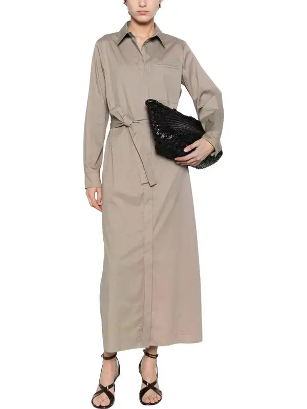 Peserico Tie-waist Pocket Shirt Dress - Grey