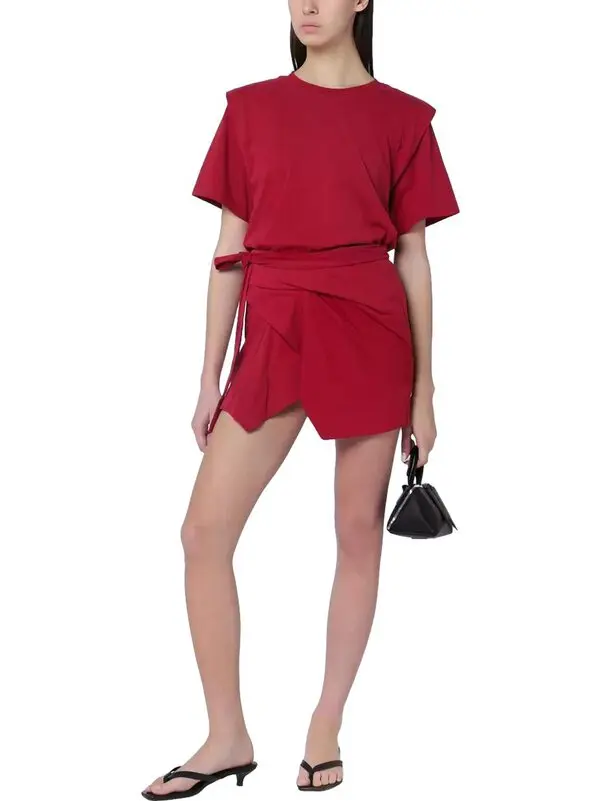 Isabel Marant Étoile Short Sleeve Crew Neck T-shirt With Structured Shoulders - Red