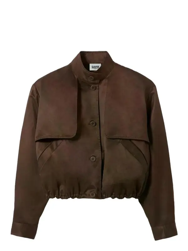 Claudie Pierlot High Neck Button-front Cotton Blend Jacket - Brown