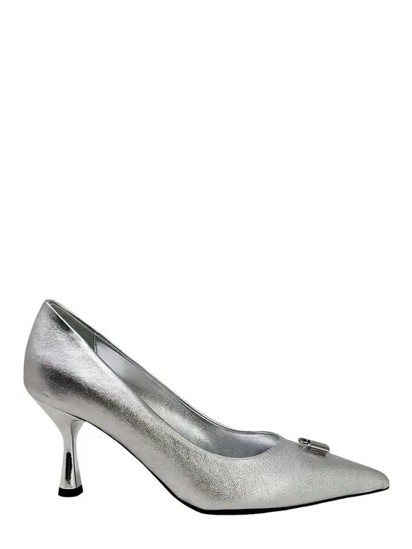 MADISON MAISON Annuc Lock Detail Pointed Pumps - Silver