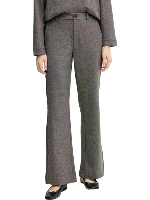 MOS MOSH Tailored Flared Trousers With Side Stripe Detail - Grey