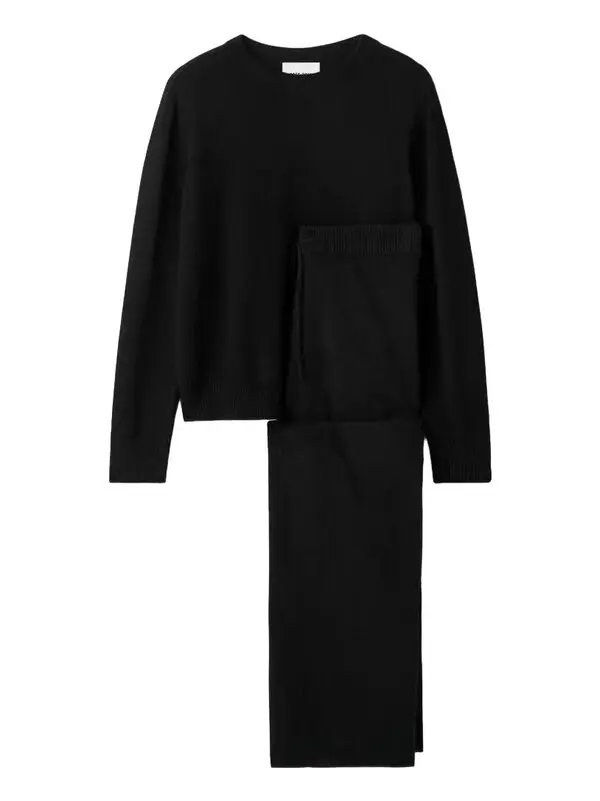 Soft Goat Elasticated-waist Trousers Set - Black