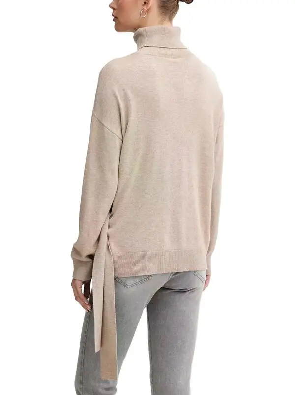 GAUDI Beige Roll Neck Sweater With Bow Detail - Neutrals