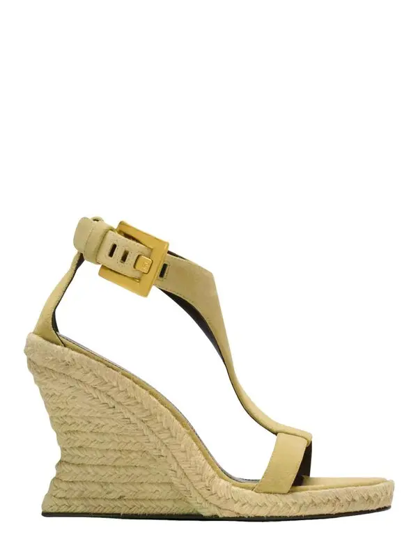 Balmain Suede Anthem Wedge Espadrilles - Neutrals