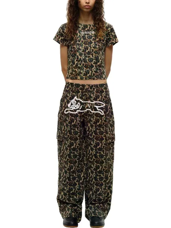 ICECREAM Graphic Print Wide Leg Trousers - Neutrals
