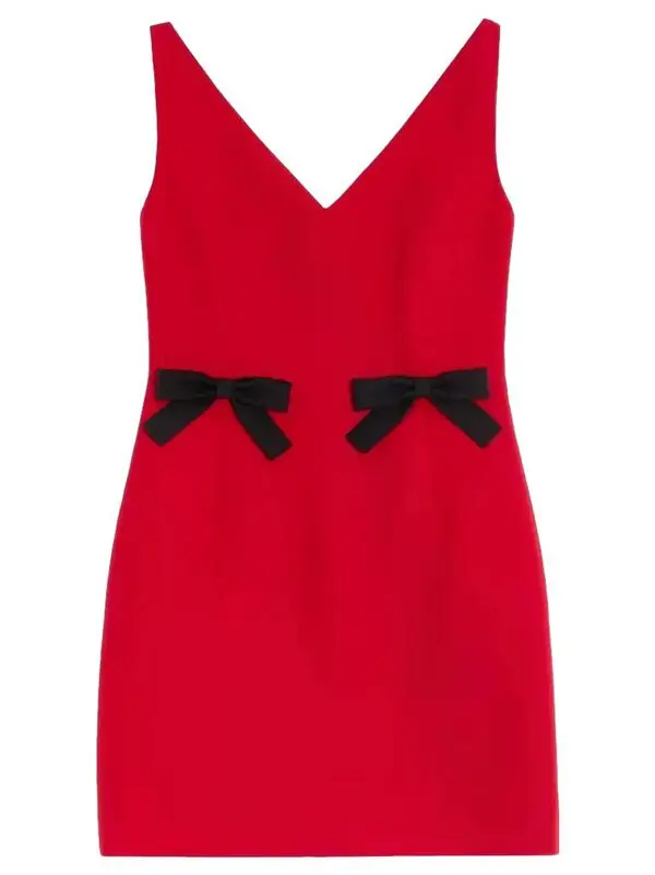Valentino Garavani Bow V-neck Mini Dress - Red