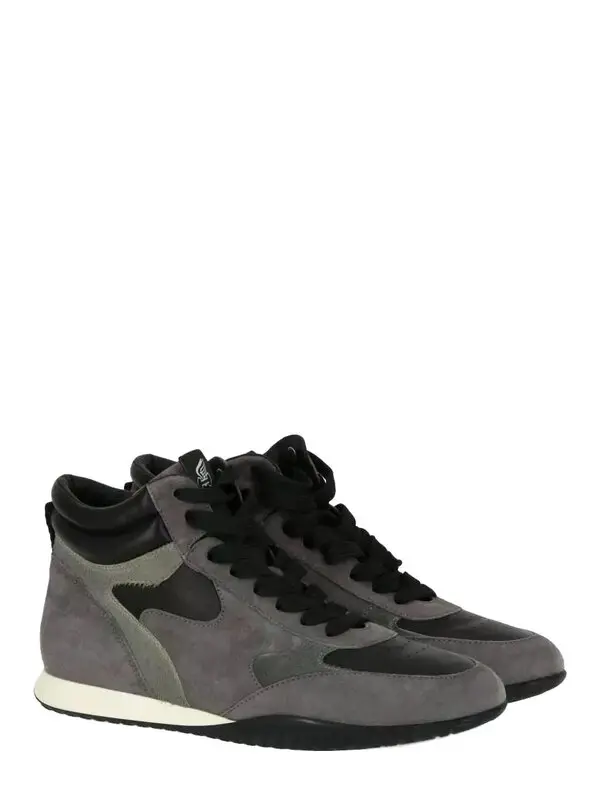 Hogan High-top Suede And Leather Sneakers - Grey