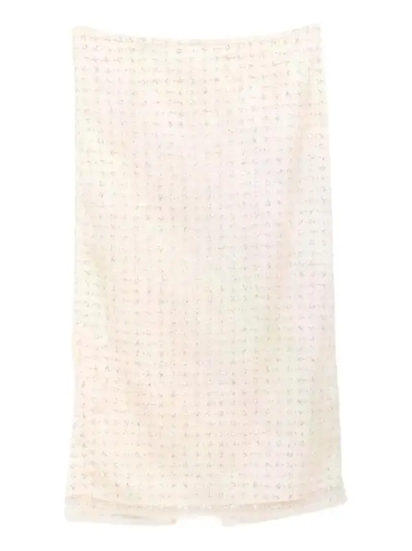 Staud Embellished Midi Skirt With Rear Slit - Neutrals