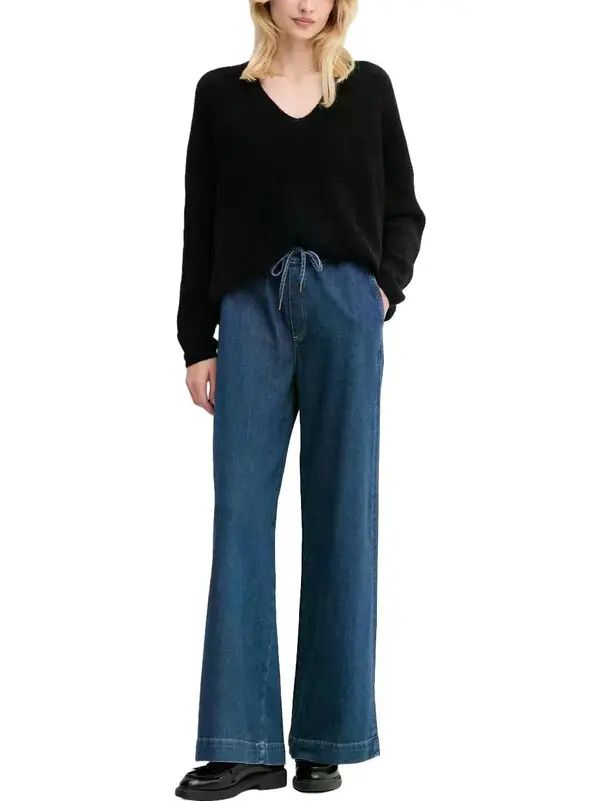 MOS MOSH Vasco Drawstring Wide Leg Jeans - Blue