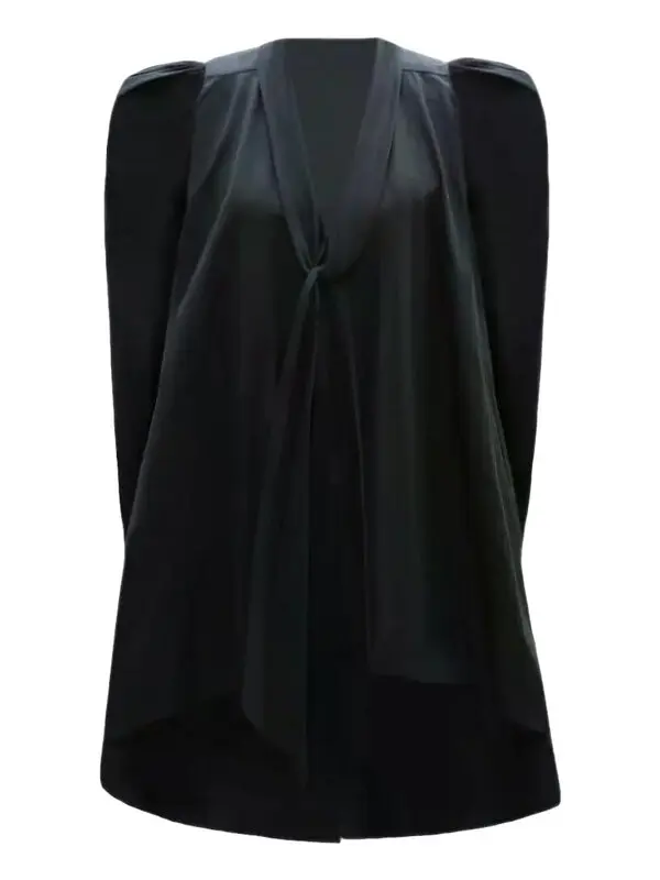 GEMY MAALOUF Bow Detail V-neck Top - Black