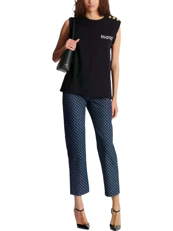 Balmain Button Detail Tank Top - Black
