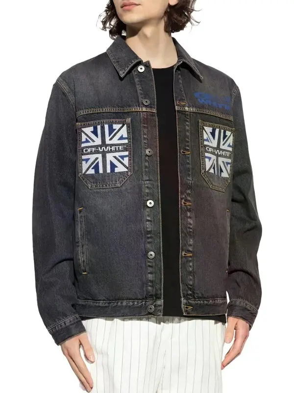 Off-White Flag-patch Cotton Jacket - Grey