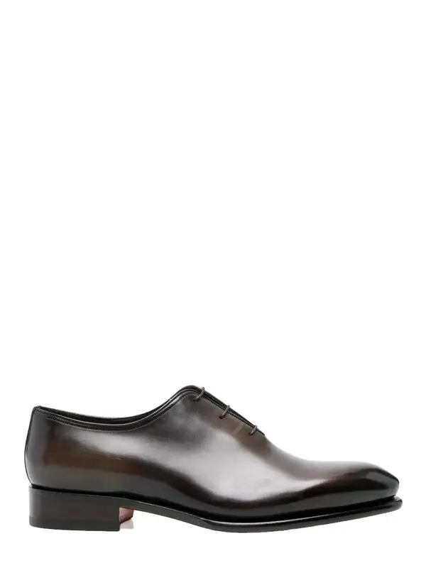 Santoni Dark Leather Lace-up Oxford Shoes - Brown