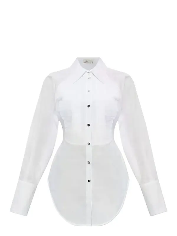 Blumarine Pleated Button Shirt - White